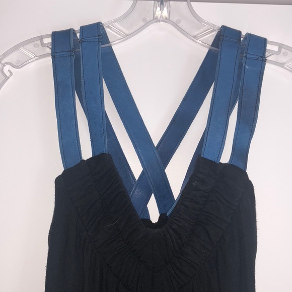 Akiko | Tops | Neimans Black Tank With Blue 0 Leather Straps | Poshmark